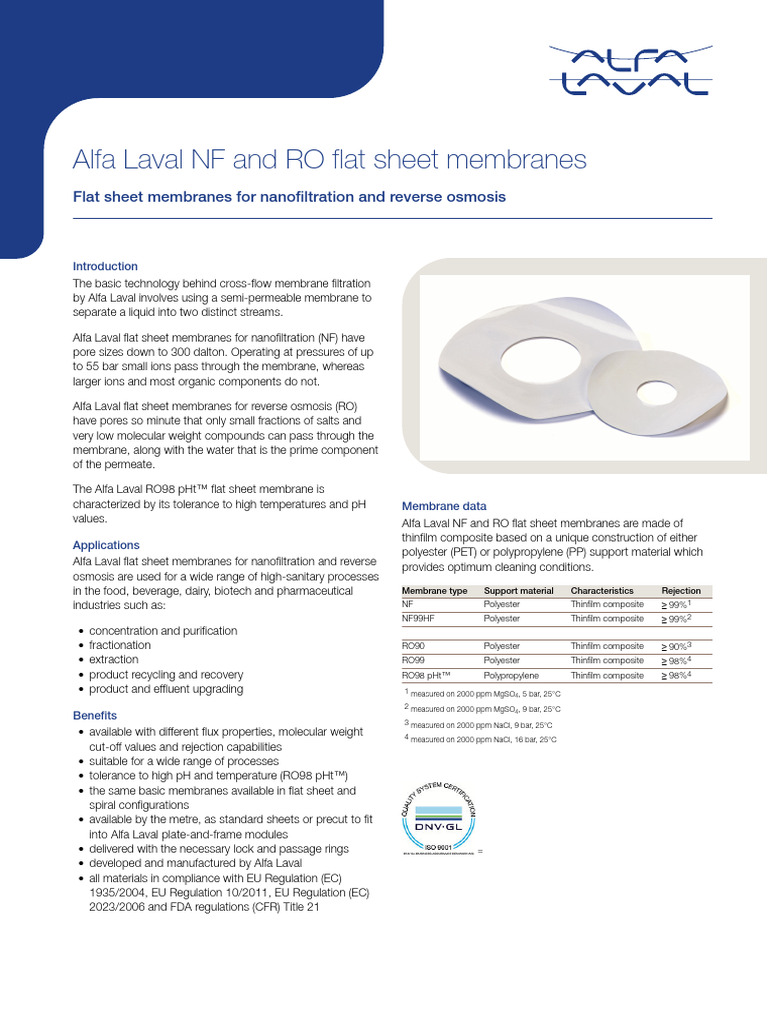 NF and Ro Flat Sheet Membranes 200000076 3 en GB | PDF | Membrane ...