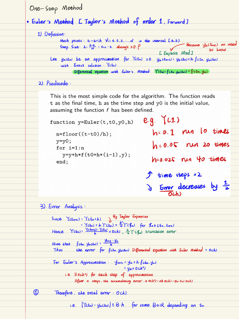 Euler's Method and Error Analysis | PDF | Differential Calculus ...