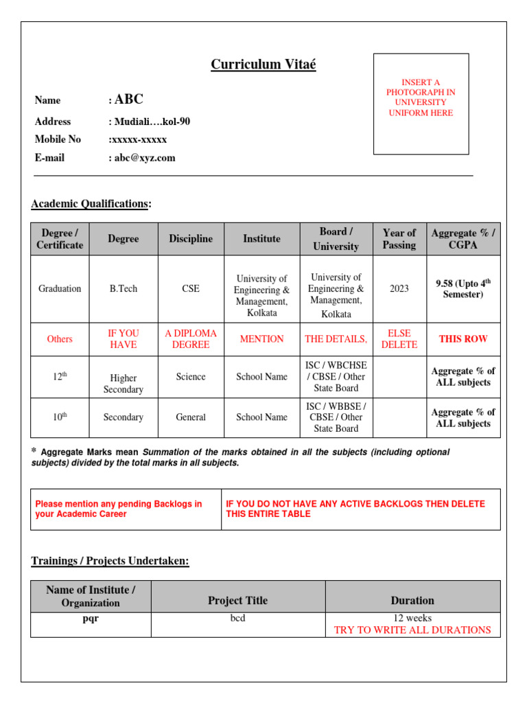Resume Format | PDF | Academic Degree | Educational Stages