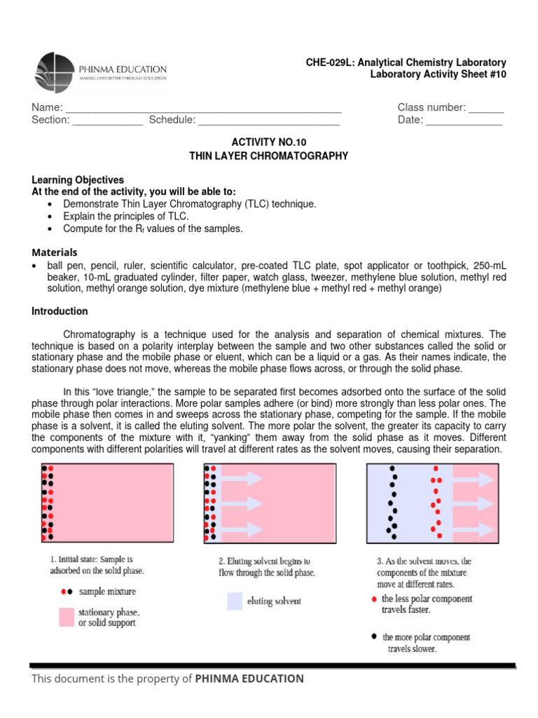 LAS10 CHE029L - Thin Layer Chromatography | PDF | Thin Layer ...