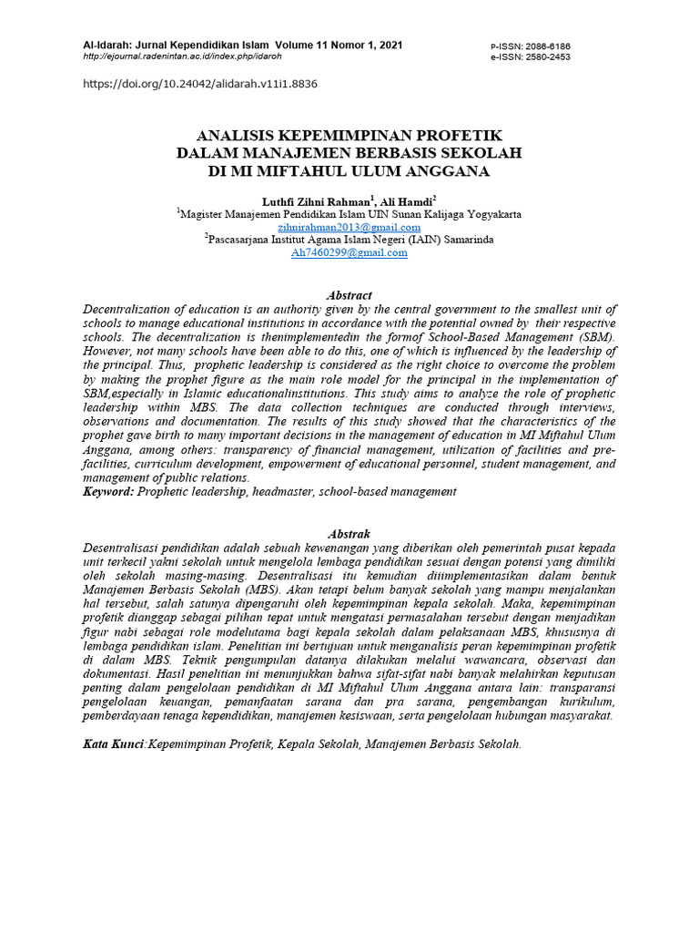 Analisis Kepemimpinan Profetik | PDF | Agama Monoteistik | Alquran