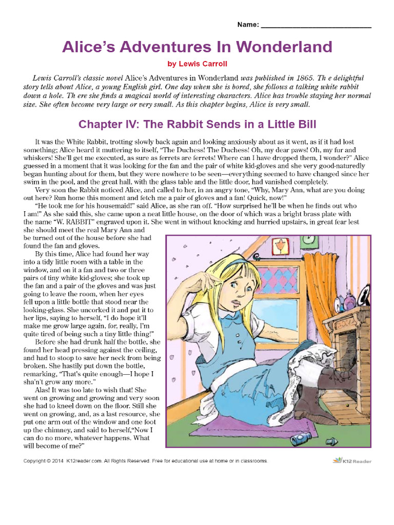 Alice in Wonderland Reading Comprehension Set | PDF
