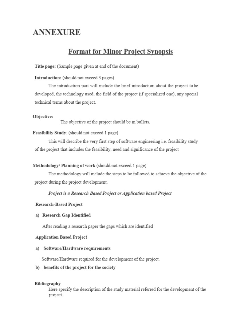 Format For Minor Project Synopsis | PDF | Computing
