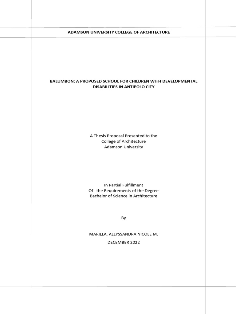 Balumbon: A Proposed School For Children With Developmental ...