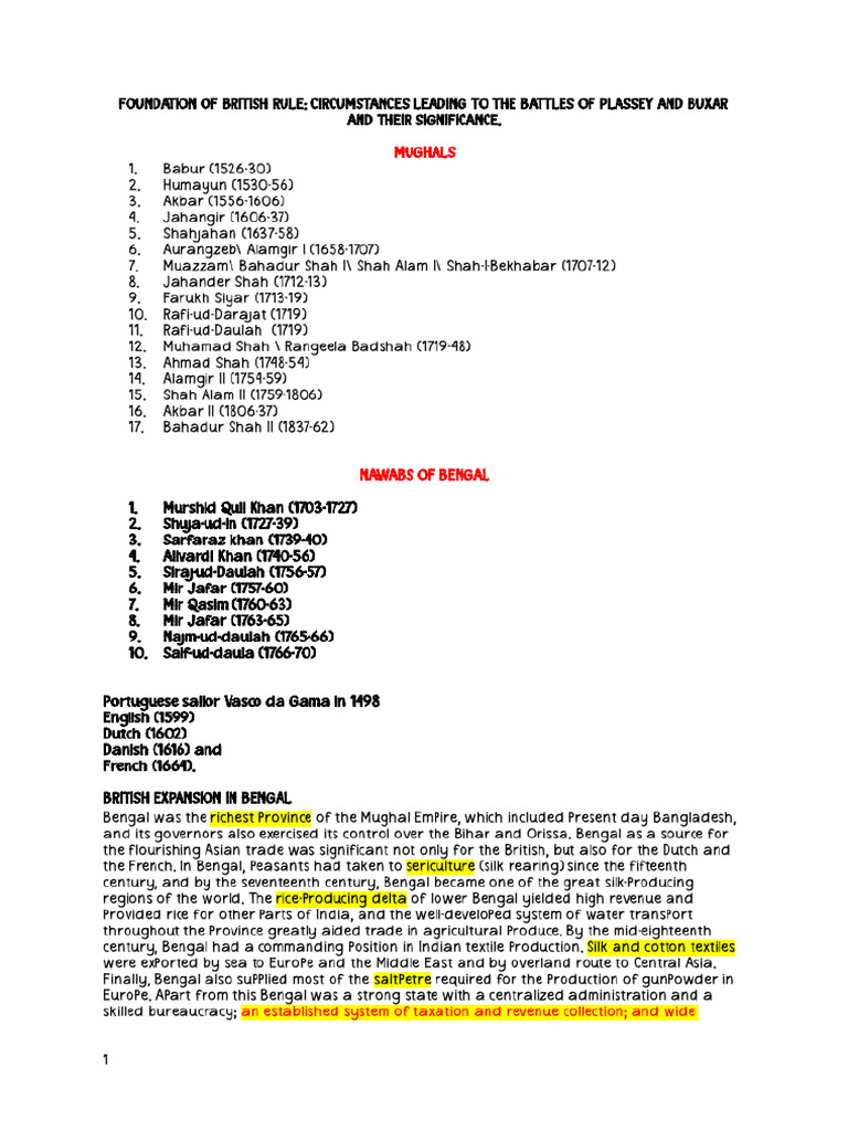 Foundation of British Rule in India | PDF