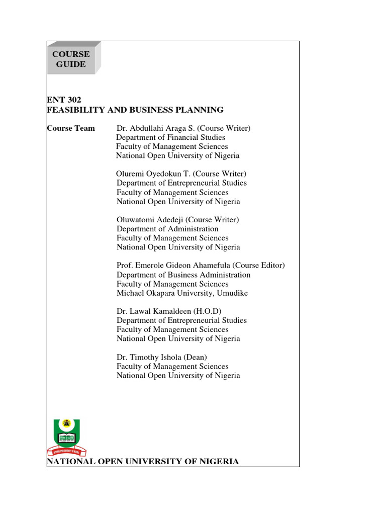 ENT 302 Feasibilities and Business Planning | PDF | Feasibility Study | Business Plan