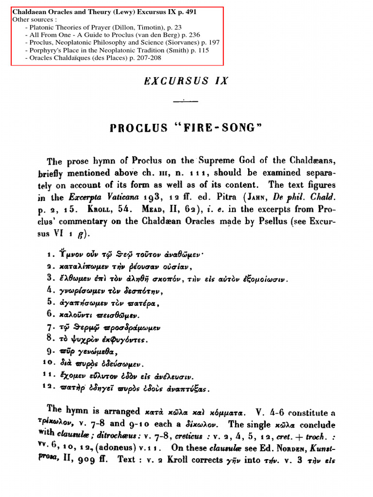 Proclus - Fire Song (Lewy) | PDF | Neoplatonism | Metaphysics