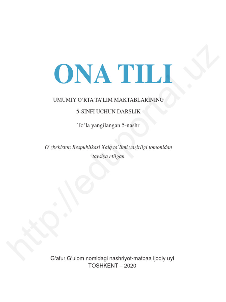 Ona Tili 5 Uzb | PDF