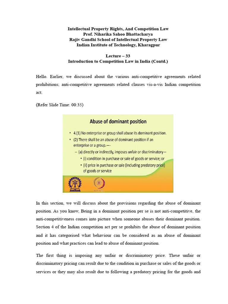 Lec 33 | PDF | Monopoly | Competition Law