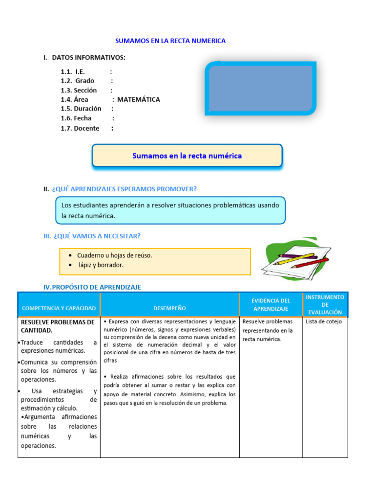 Sesion Sumamos en La Recta Numerica | PDF | Evaluación