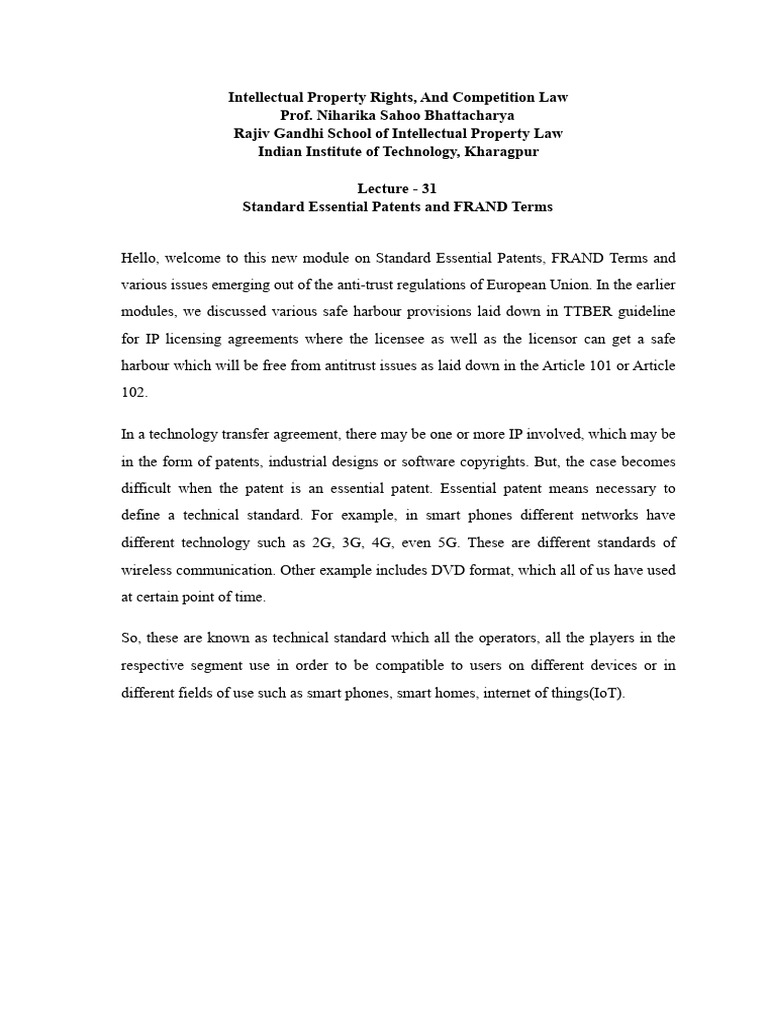 Lec 31 | PDF | License | Patent