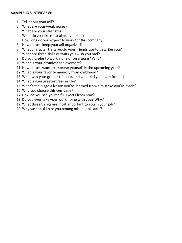Sample Job Interview | PDF