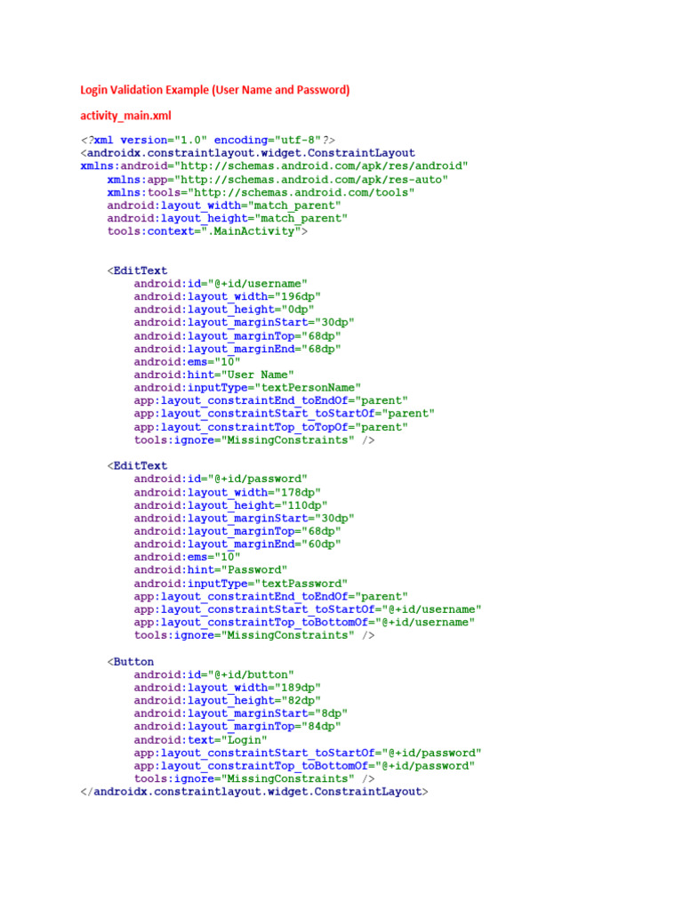 Login Validation Example | PDF | Android (Operating System) | Software ...