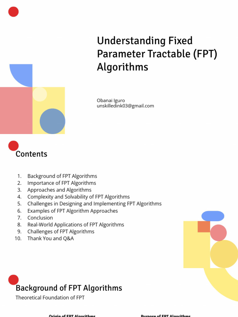 Understanding Fixed Parameter Tractable (FPT) Algorithms | PDF ... Understanding Fixed Parameter Tractable (FPT) Algorithms | PDF ...