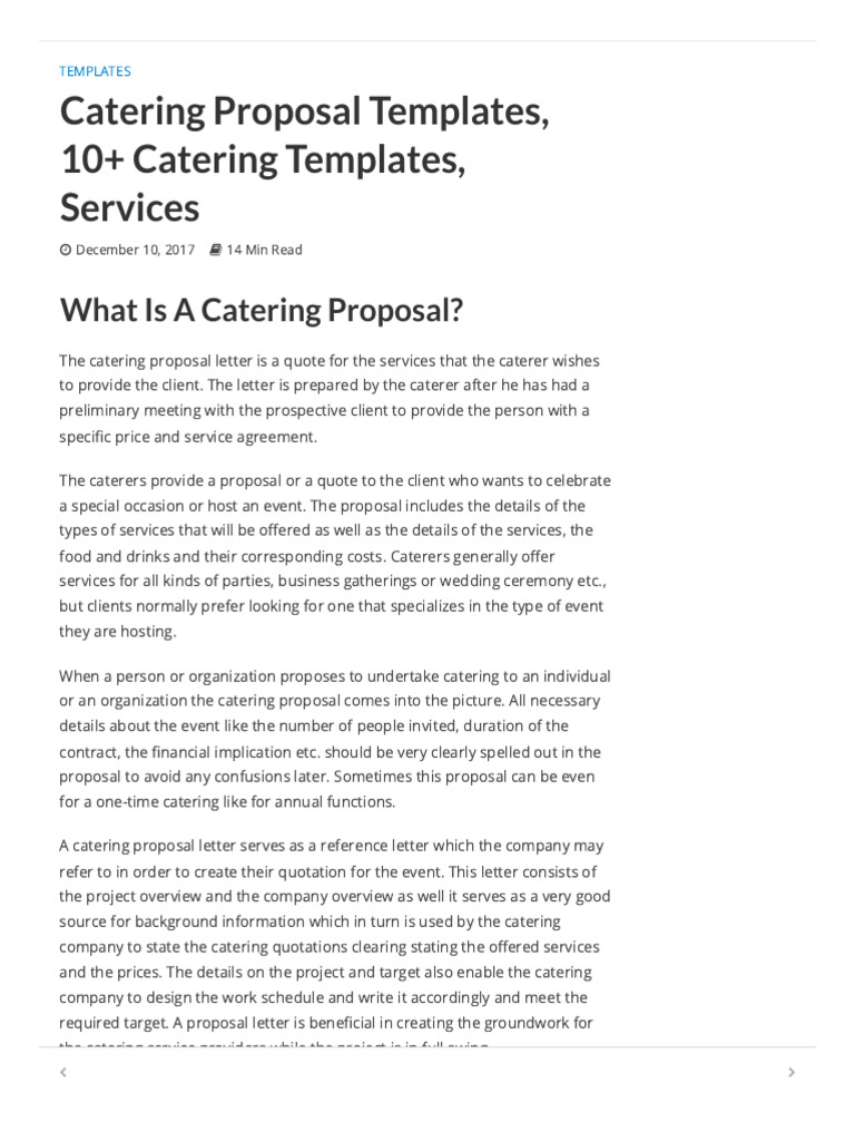 Catering Proposal Templates, 10+ Catering Templates, Services | PDF ...