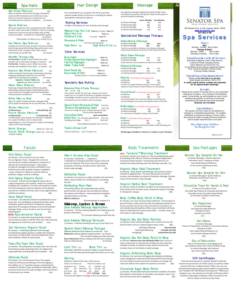 Spa Menu | PDF | Cosmetics | Massage