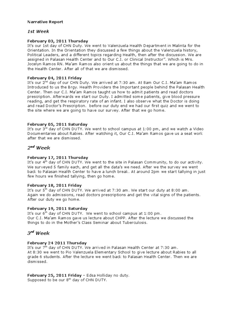 Narrative Report CHN DUTY | PDF