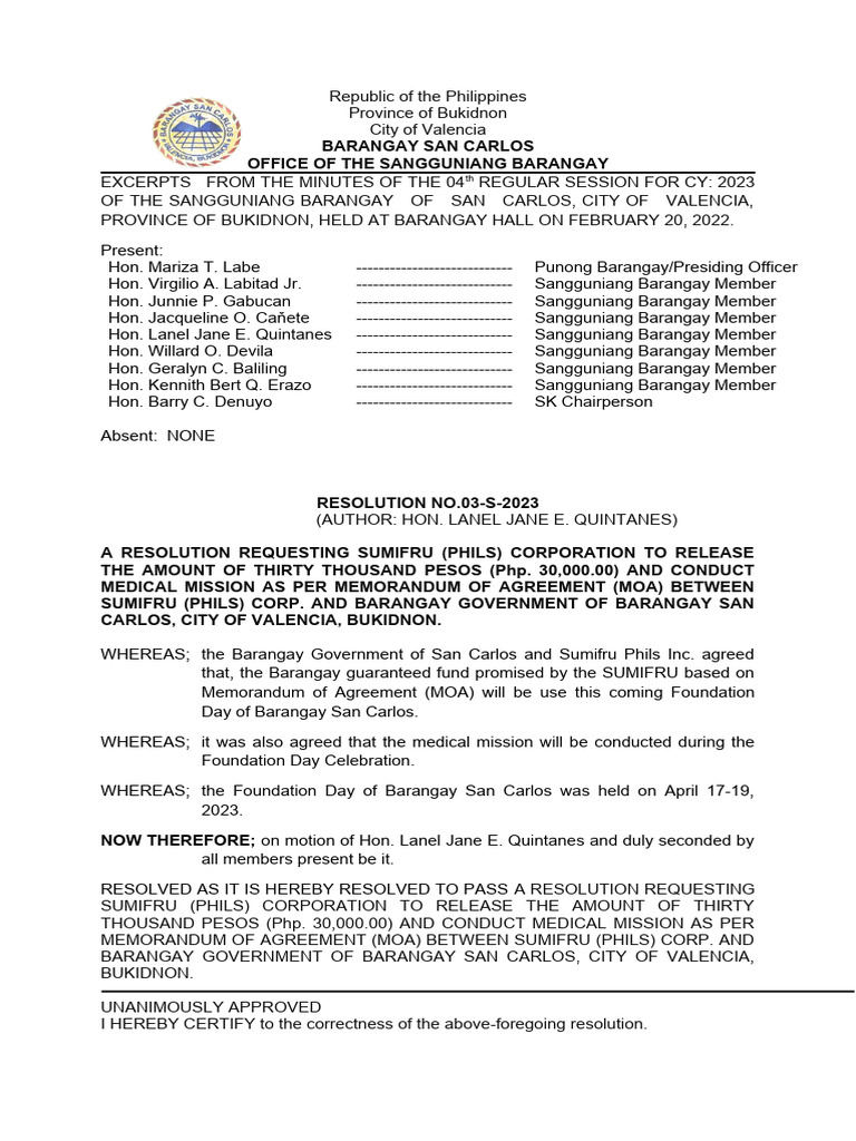 03-S-2023 Sumifru Financial Assitance | PDF | Philippines