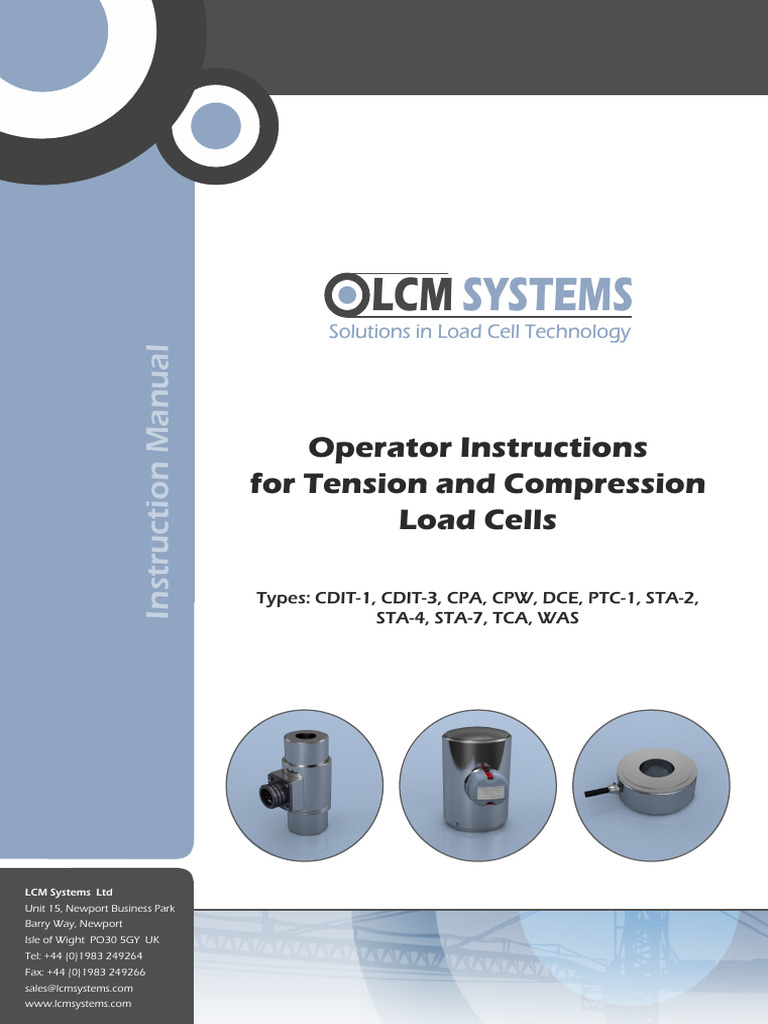 Load Cell Instruction Manual | PDF | Electrical Connector | Calibration