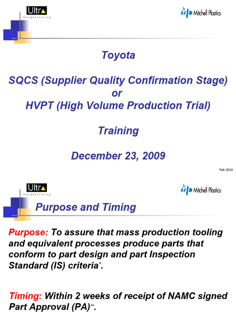 SQCS Supplier Quality Confirmation Stage HVPT (High Volume Production ...
