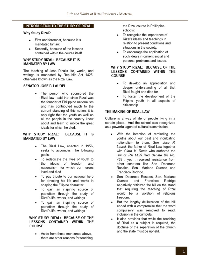 Life & Works of Rizal Reviewer - Midterm | PDF | Catholic Church ...