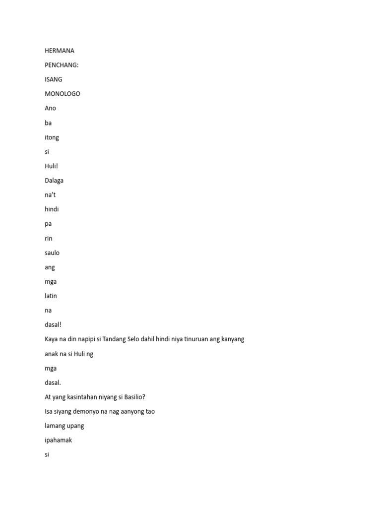 Life & Works of Rizal - Hermana Monologue Script | PDF