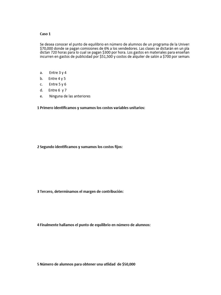 Excel Preguntas Costos | PDF