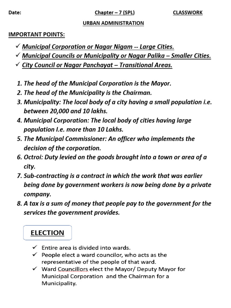 Classwork Notebook Work CH 7 Urban Administration | PDF | Economies ...