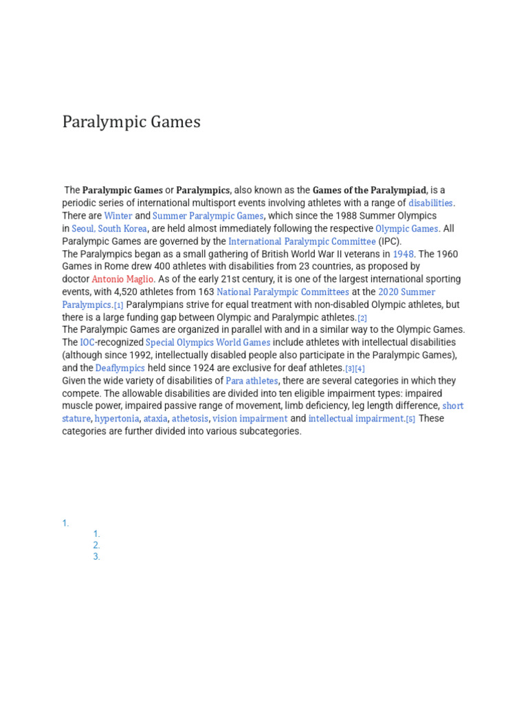 Paralympic physical education | PDF | Paralympic Games | Sports ...