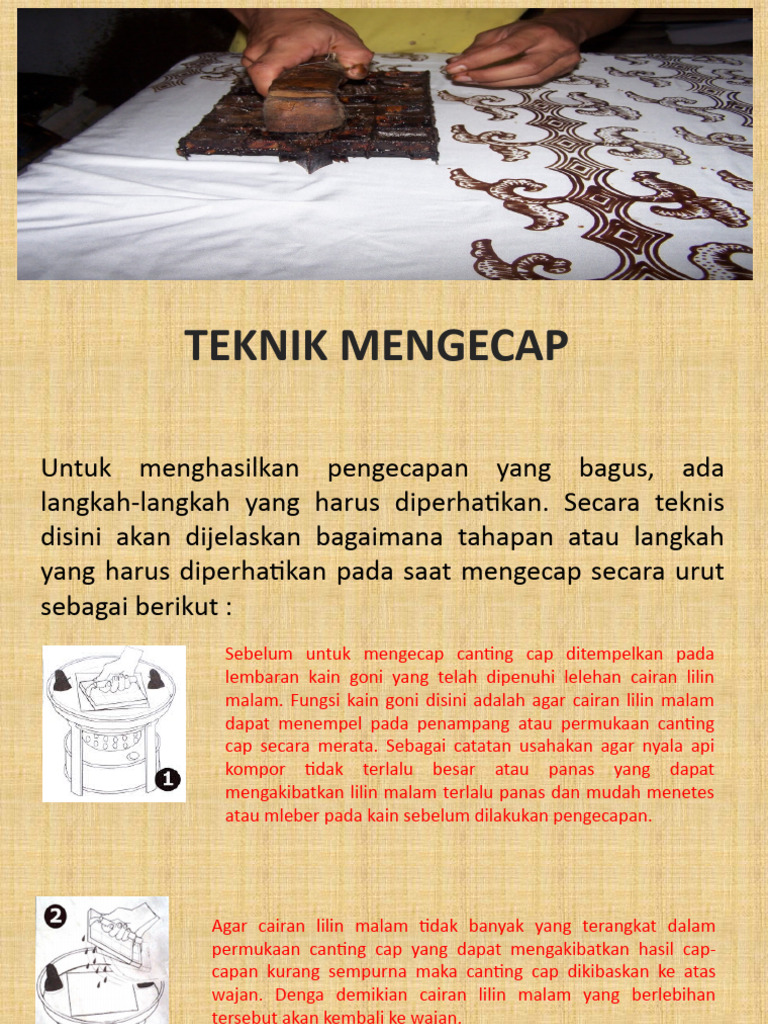 Presentation1 Cara Menjalankan Canting Cap | PDF | Griya & Taman