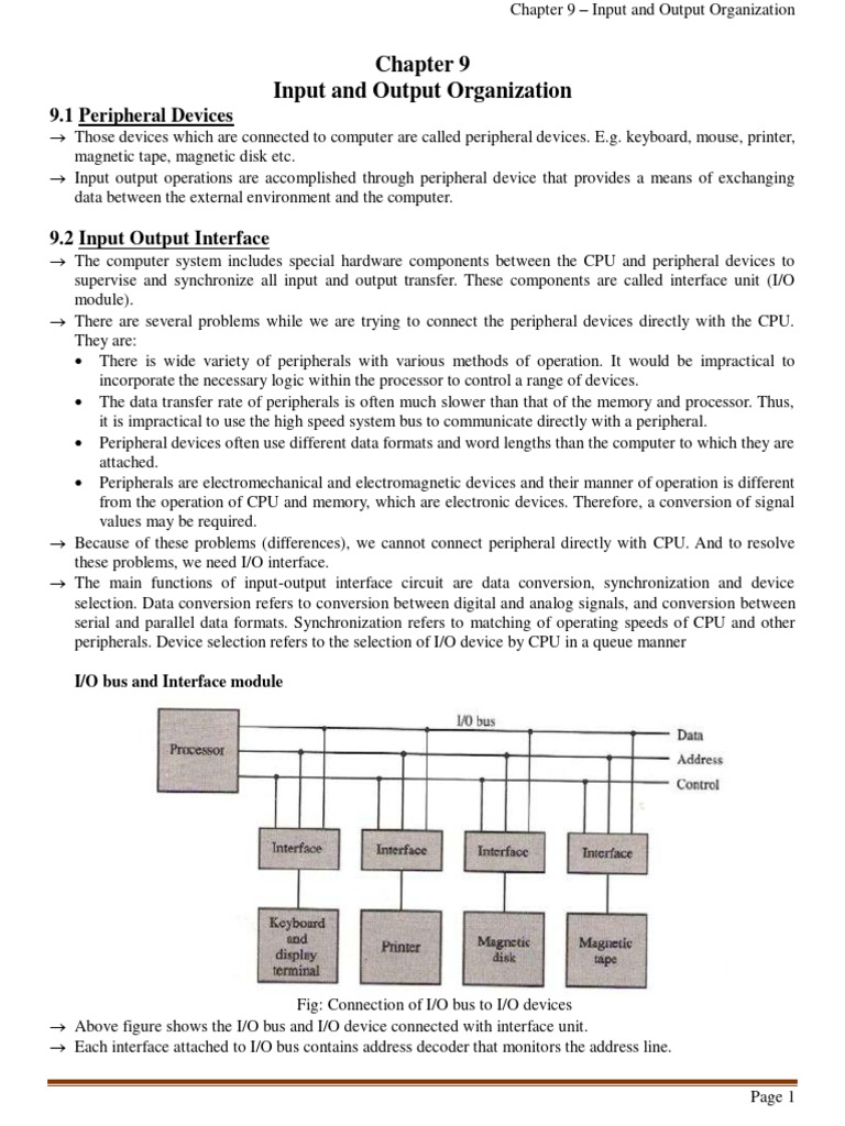 Computer Organization-Chapter 9 | Download Free PDF | Input/Output | Central Processing Unit