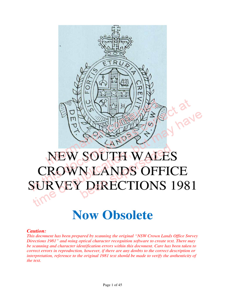 1981-NSW Crown Lands Office Survey Directions - Text | PDF | Surveying ...