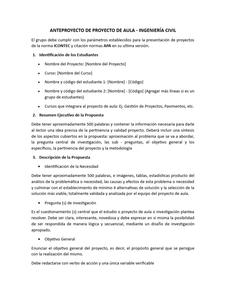 Anteproyecto de Proyecto de Aula | PDF | Diseño | Metodología