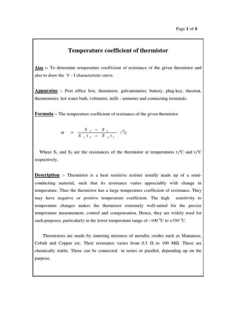 Thermistor | PDF | Electrical Resistance And Conductance | Physical ...