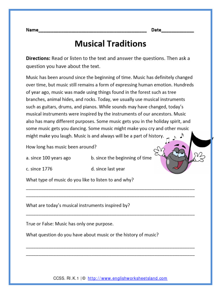 Asking and Answering Questions About Text Worksheet 1 | PDF