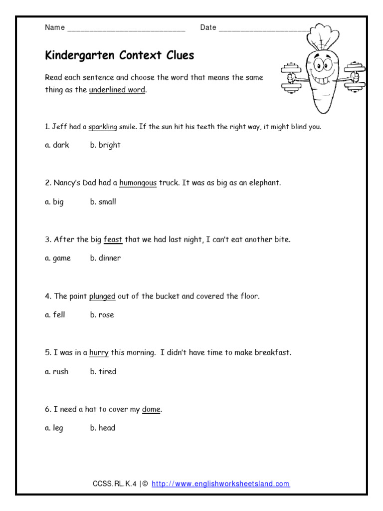 Context Clues Worksheet | PDF