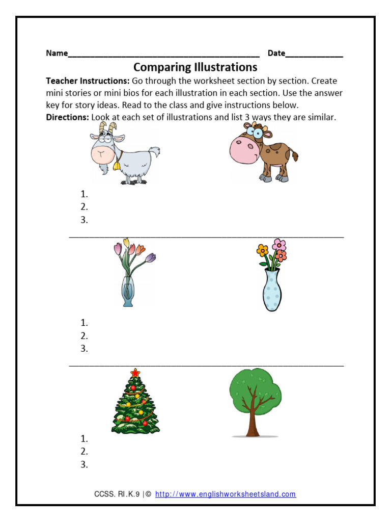 Comparing Illustrations Worksheet | PDF