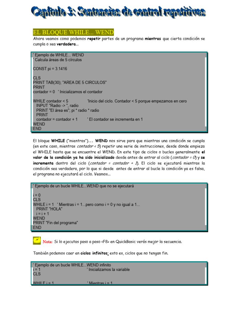 Bucle WHILE y DO en Programación | PDF | Flujo de control | Matemáticas