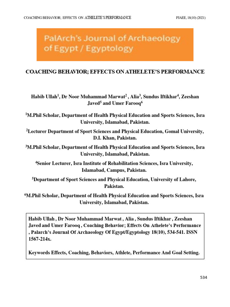 Impact of Coaching Behavior on Athlete Performance | PDF | Goal Setting ...