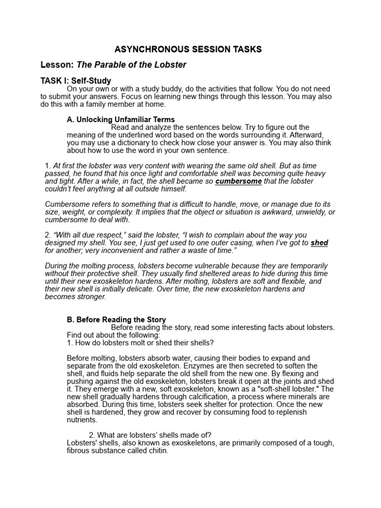 Asynchronous Session Tasks Week 1 | PDF | Lobster