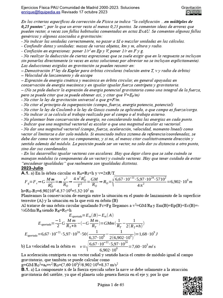 F2 PAU Gravitacion Soluc | PDF | Vector Euclidiano | Fuerza
