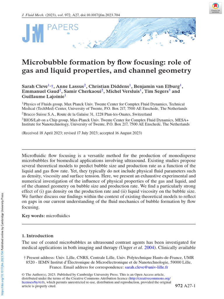 Cleve-2023-Microbubble Formation by Flow Focus | PDF | Fluid Dynamics | Viscosity