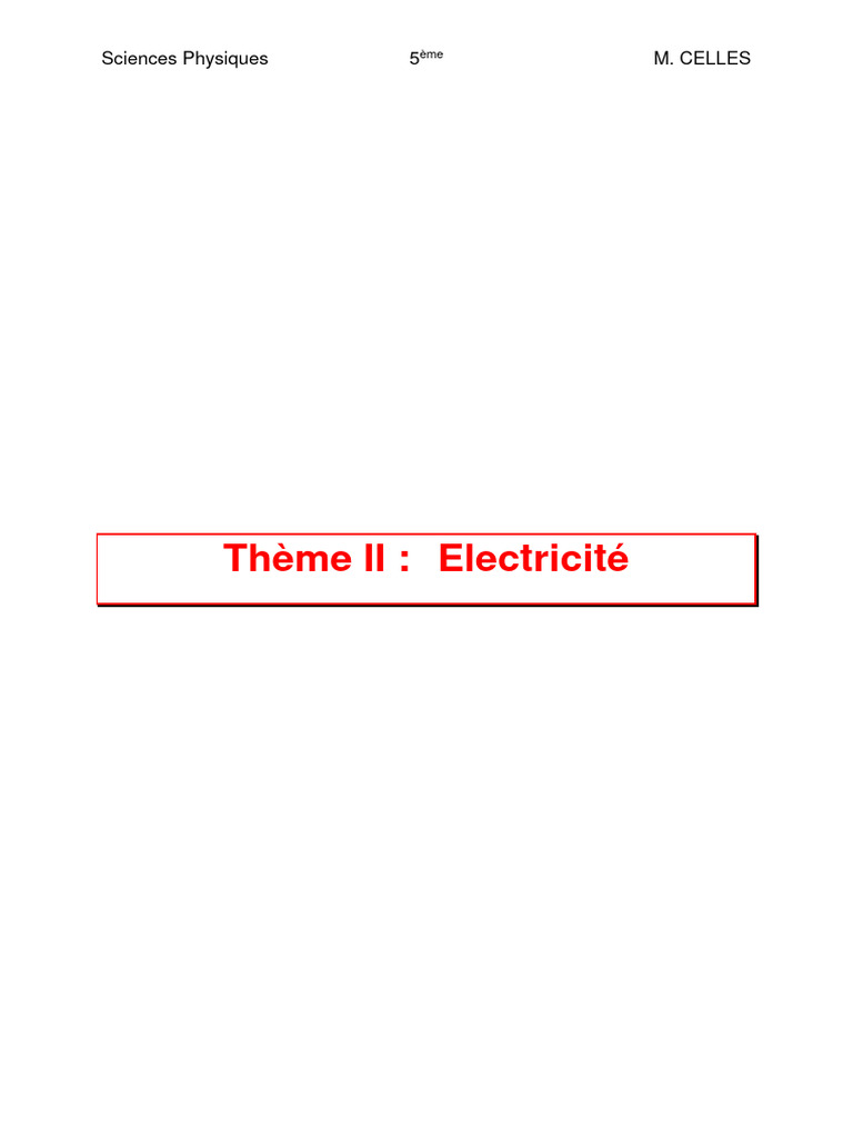Cours d'électricité pour 6ème | PDF | Tension électrique | Lampe à ...