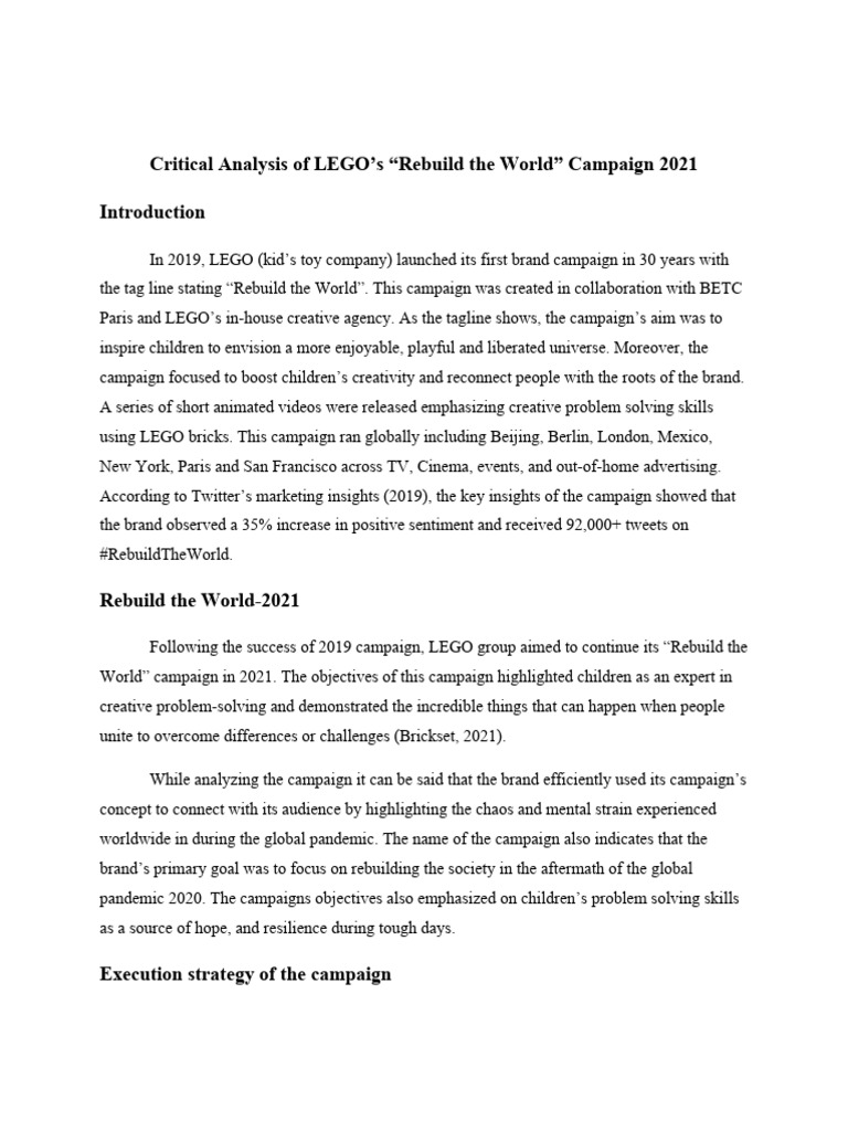Analysis of LEGO Campaign | PDF