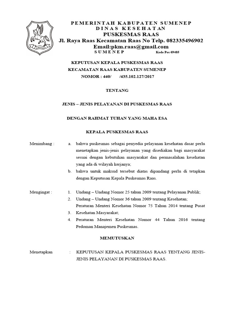 SK 1. 1 .1 1 Tentang Jenis Pelayanan Yang Disediakan | PDF