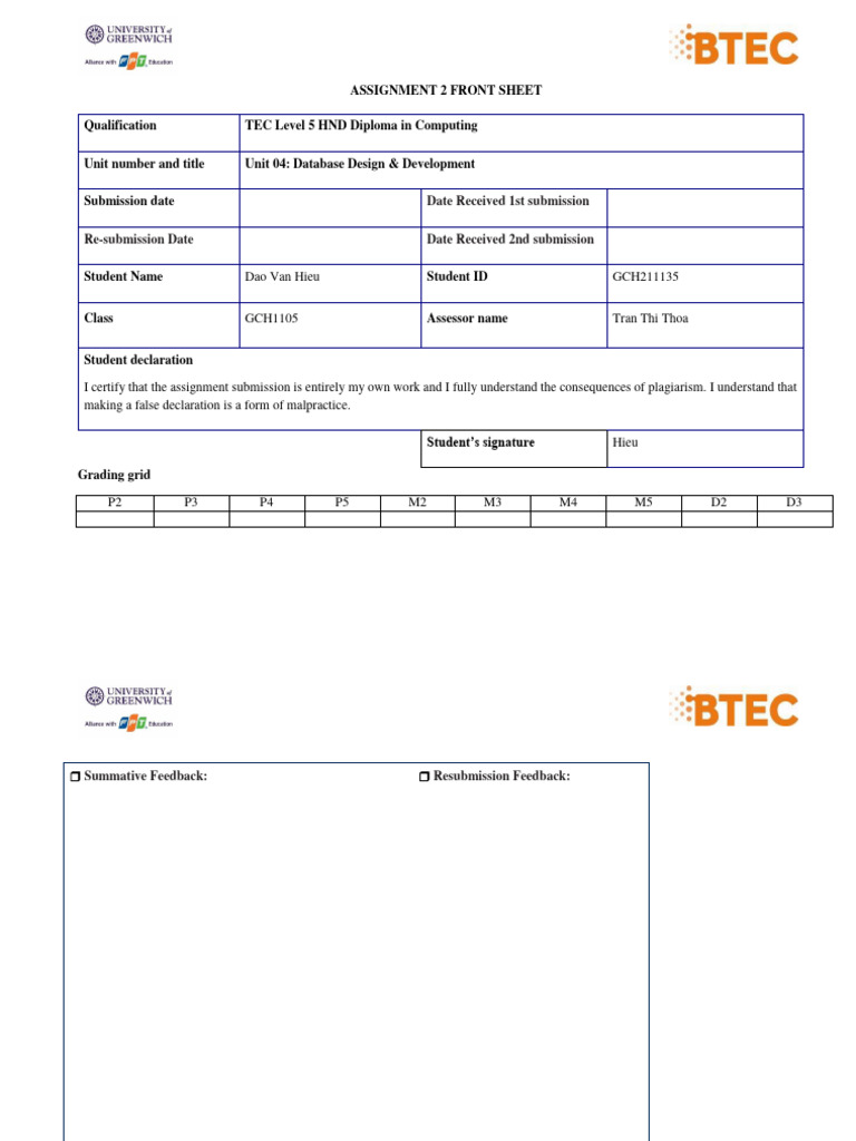 Asm2 1622 | PDF | Table (Database) | Databases