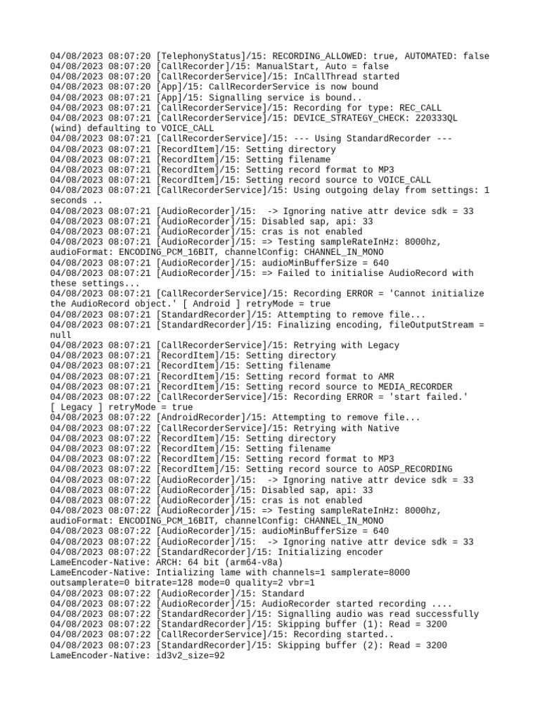 CallRecord Log | PDF | Filename | Android (Operating System)