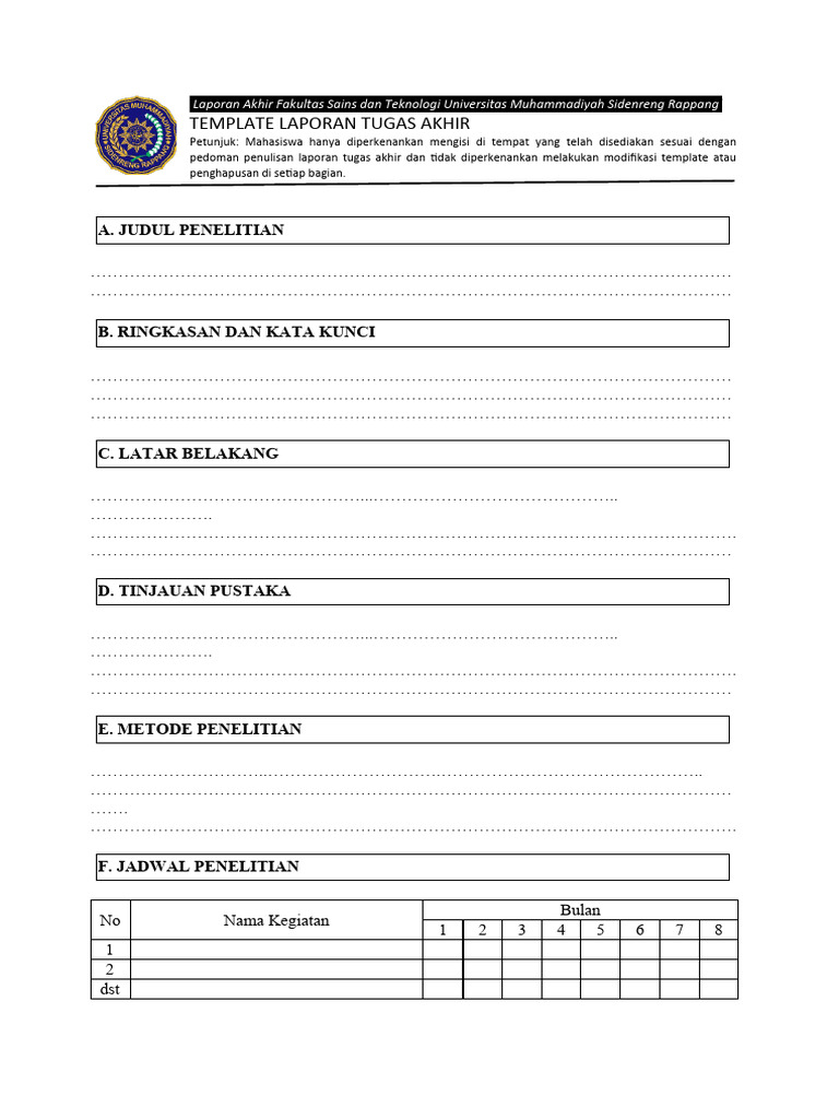 Template Laporan Tugas Akhir Mahasiswa | PDF
