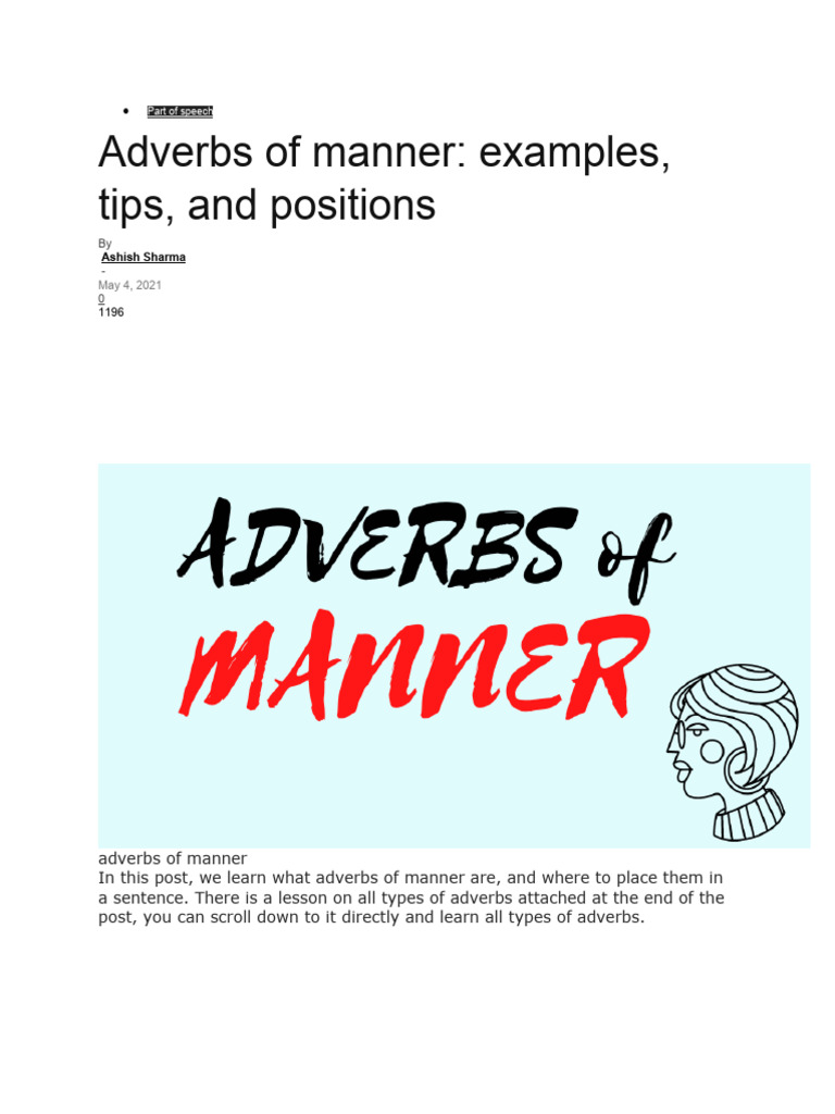Adverbs of Manner | Download Free PDF | Adverb | Verb