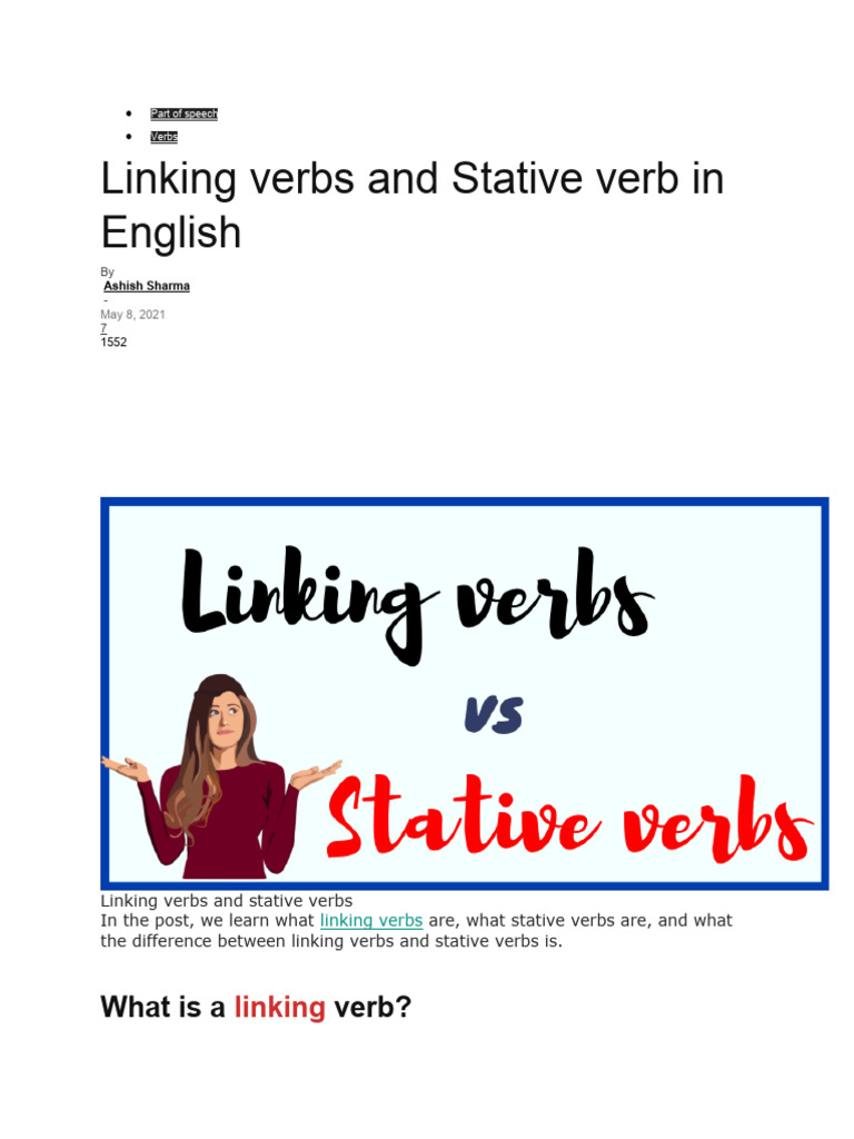 Linking Verbs and Stative Verbs | PDF | Verb | Adjective
